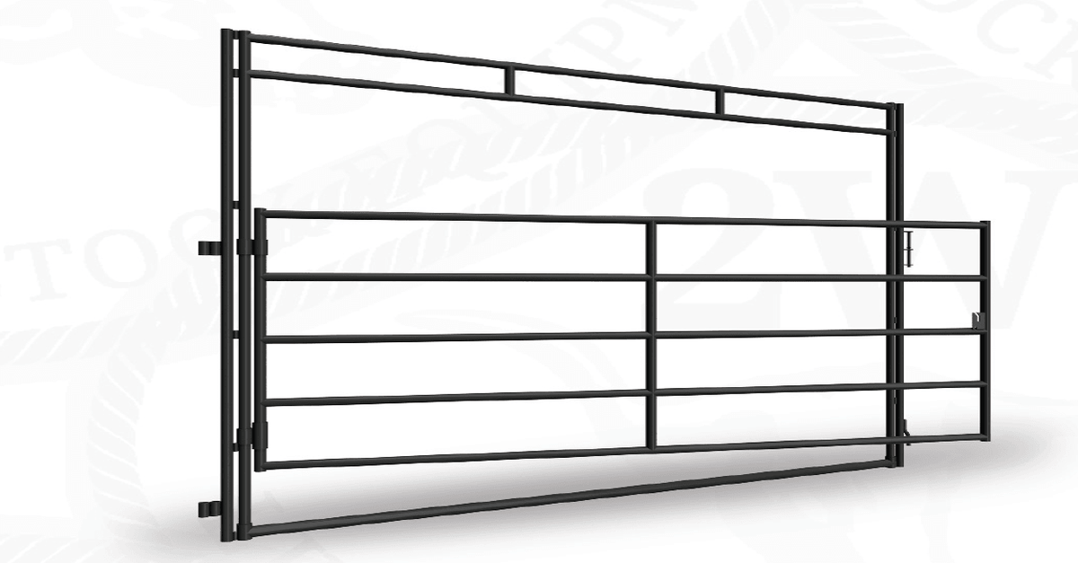 2W Lemsco Medium Duty High Pole Gate W/Horseback Latch 5 Rail 7'8" Wit ...
